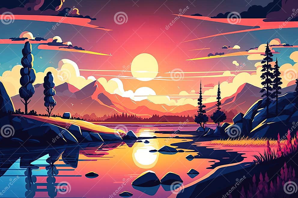 Over the Bug River, a Colorful and Delightful Sunset is Taking Place ...