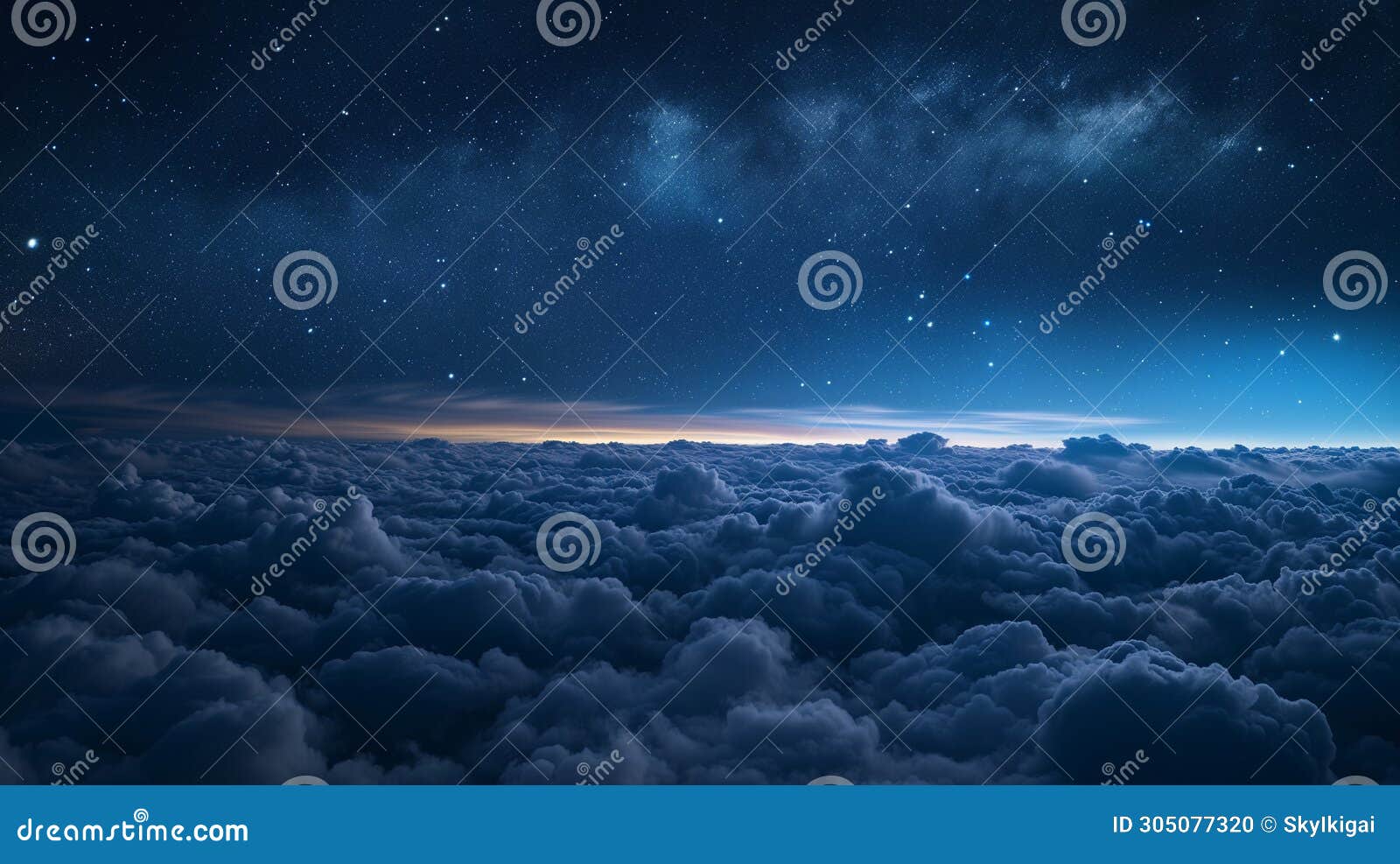 Over Clouds at Night, Starry Sky Stock Photo - Image of atmosphere ...