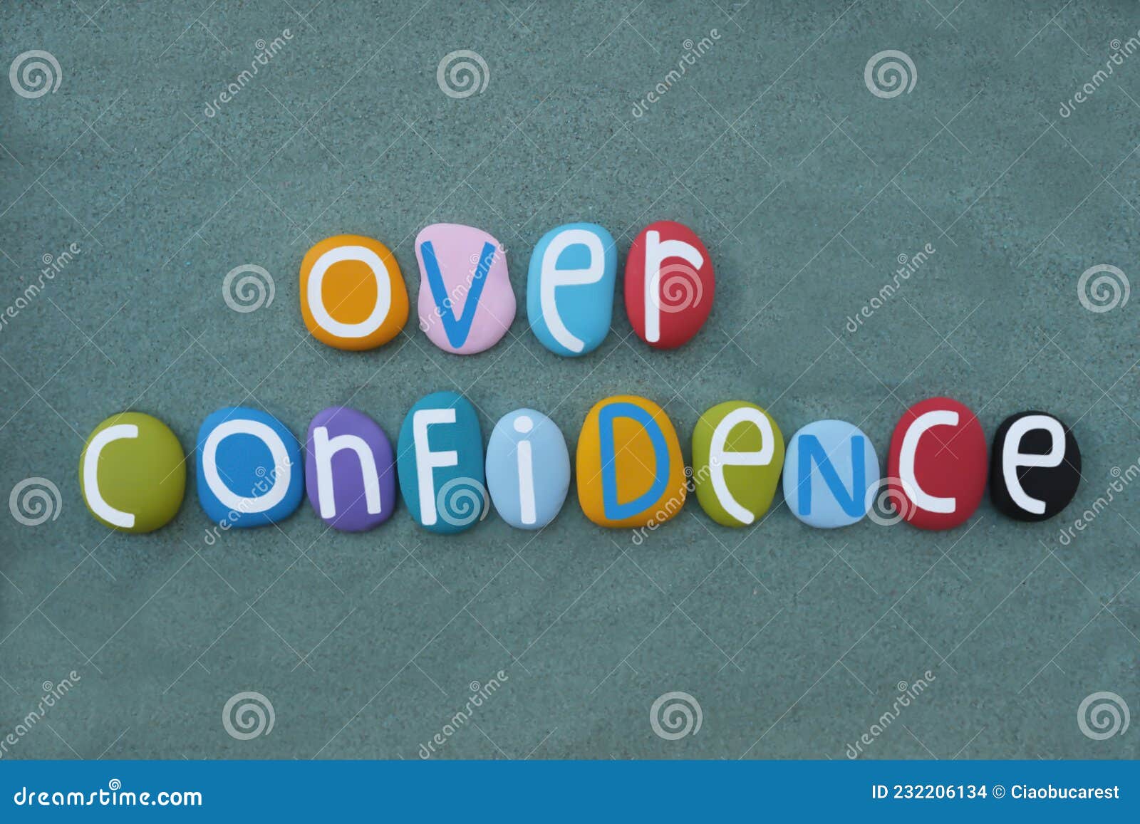 Over Confidence, Creative Text Composed with Multi Colored Stone ...
