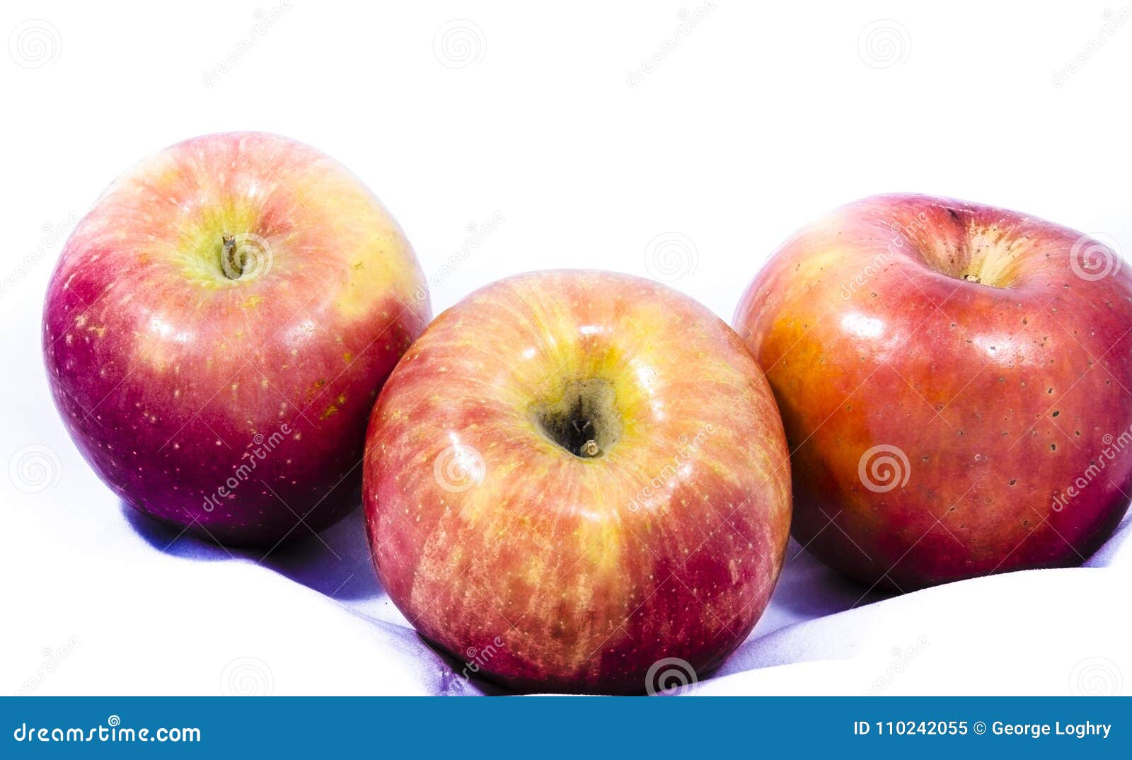 Three red apples stock image. Image of golden, sweet - 110242055