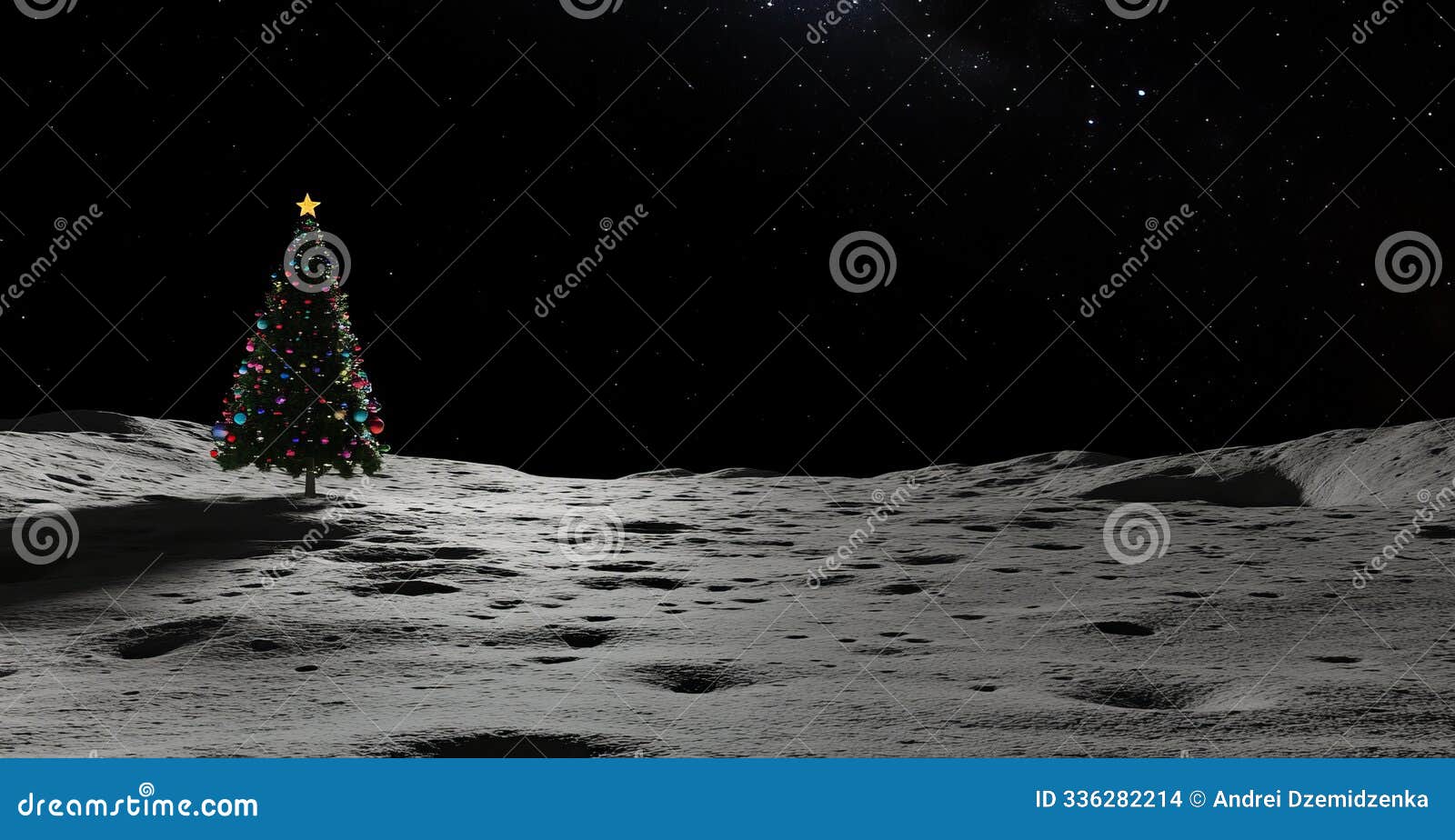 Over a Decorated White Christmas Tree, Fireworks are Exploding in the ...