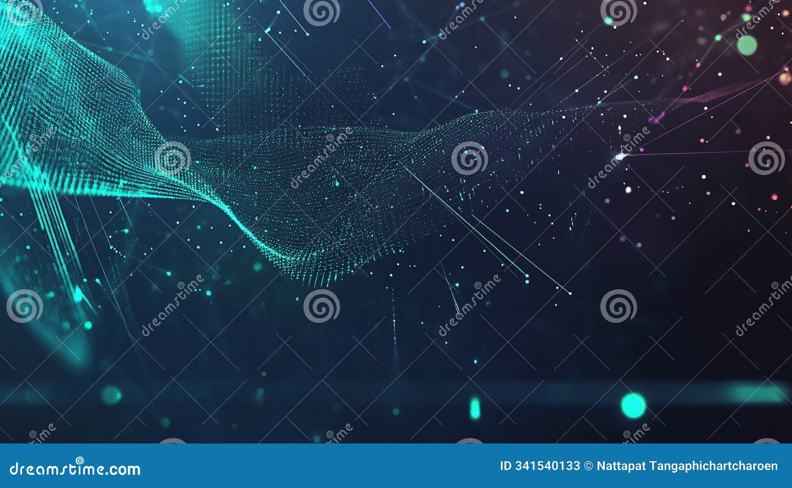 Over a Futuristic Grid, Layers of Translucent Green Waves Create a ...