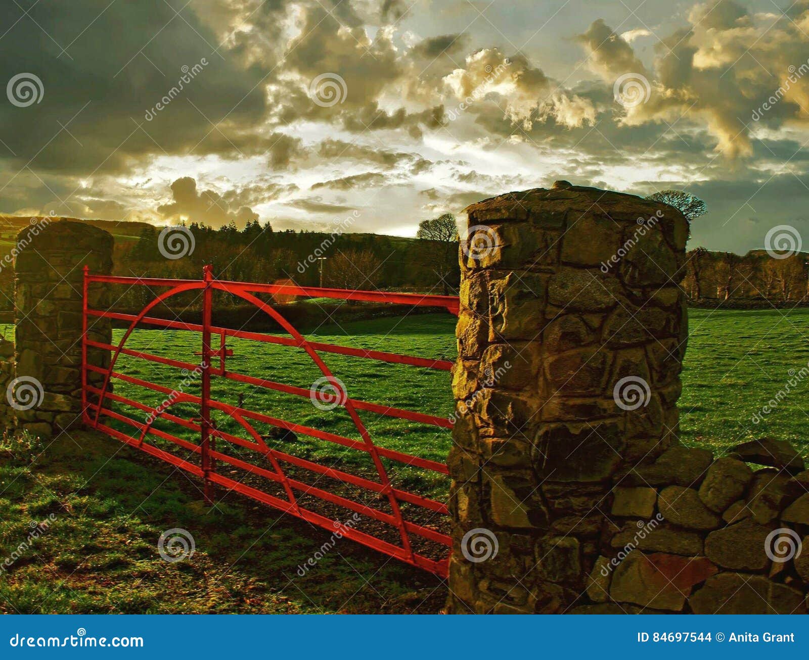 Over the gate stock photo. Image of clouds, gate, evening - 84697544