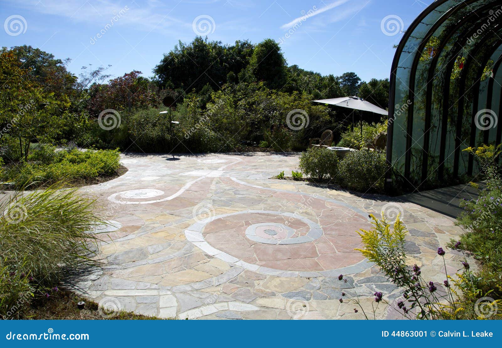 Over Grown Courtyard with Mosiac Pavement Stock Image - Image of ...