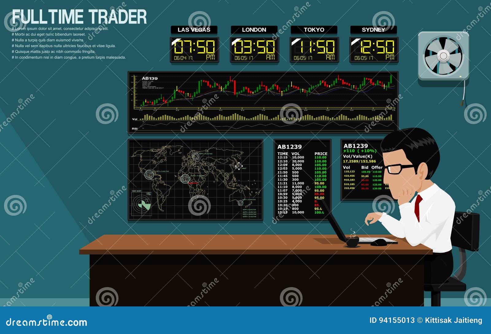 Over Night Trader stock vector. Illustration of fulltime - 94155013