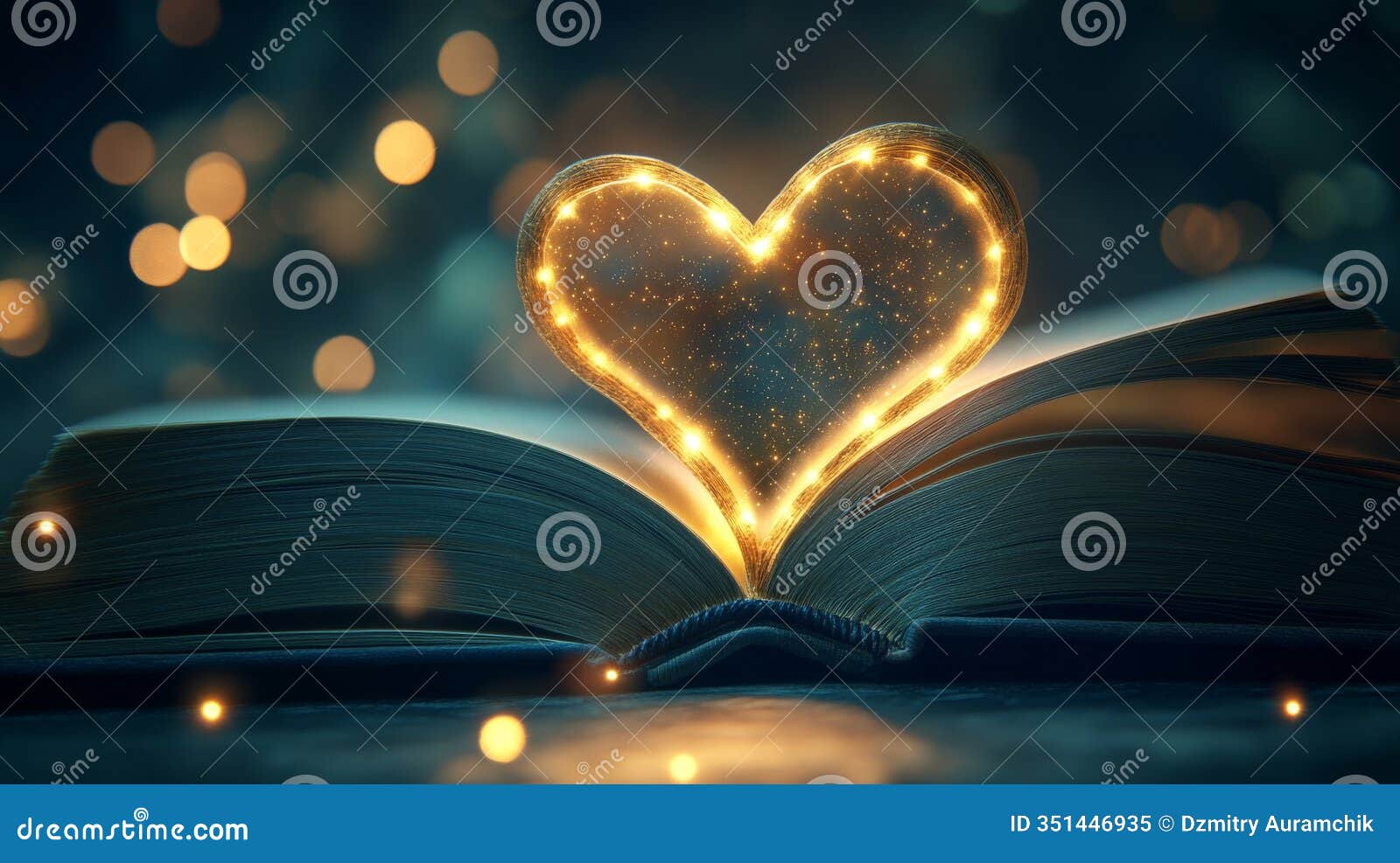 Over an Open Book, a Glowing Heart is Framed by a Magical, Sparkling ...