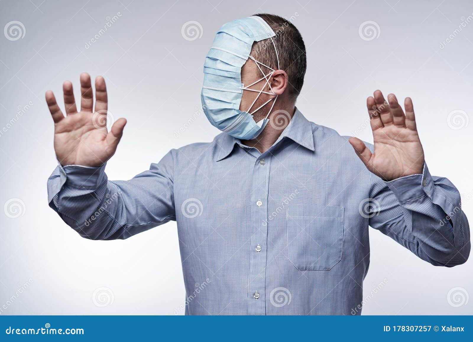 Over protected blinded man stock image. Image of infectious - 178307257