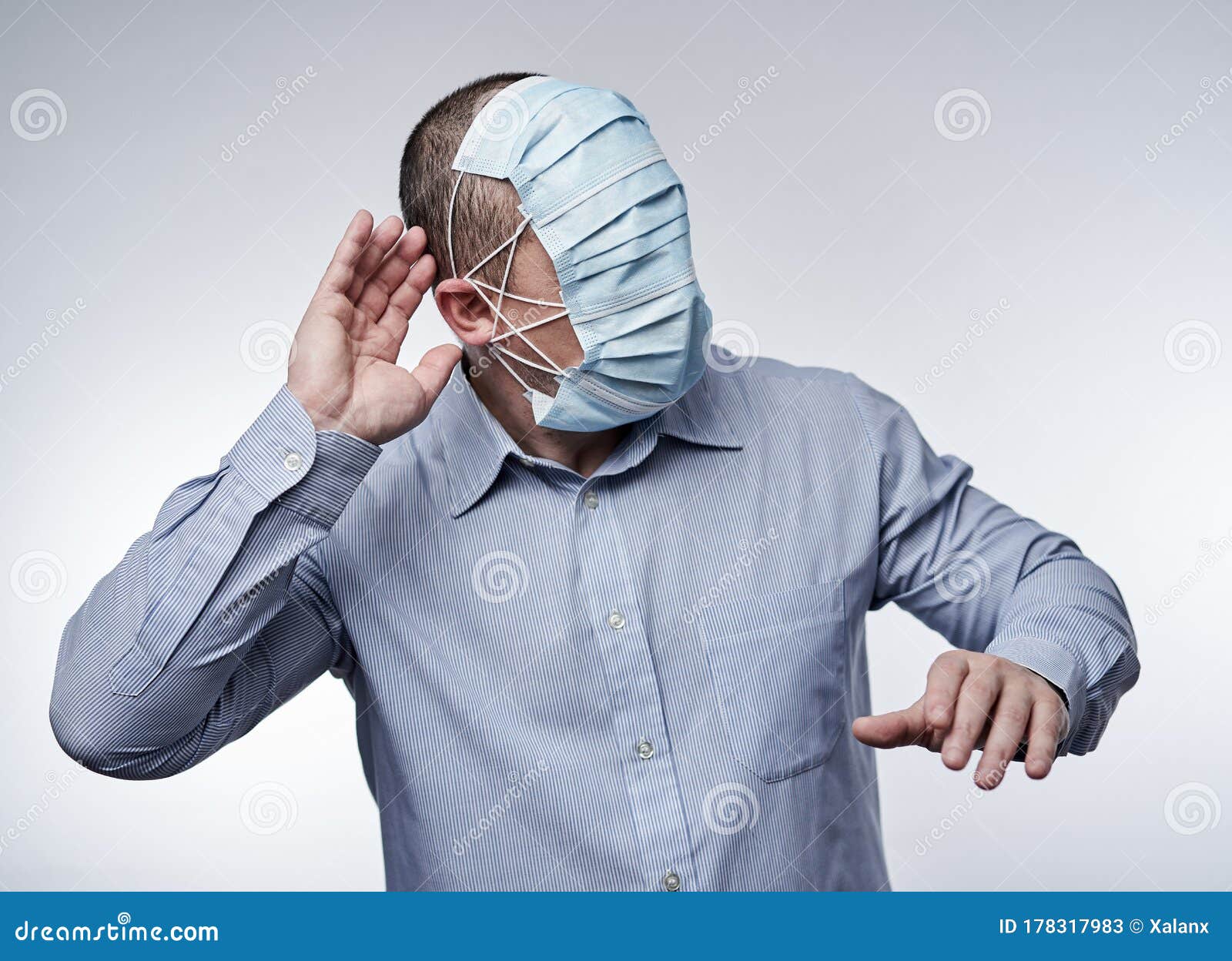 Over protected blinded man stock image. Image of people - 178317983