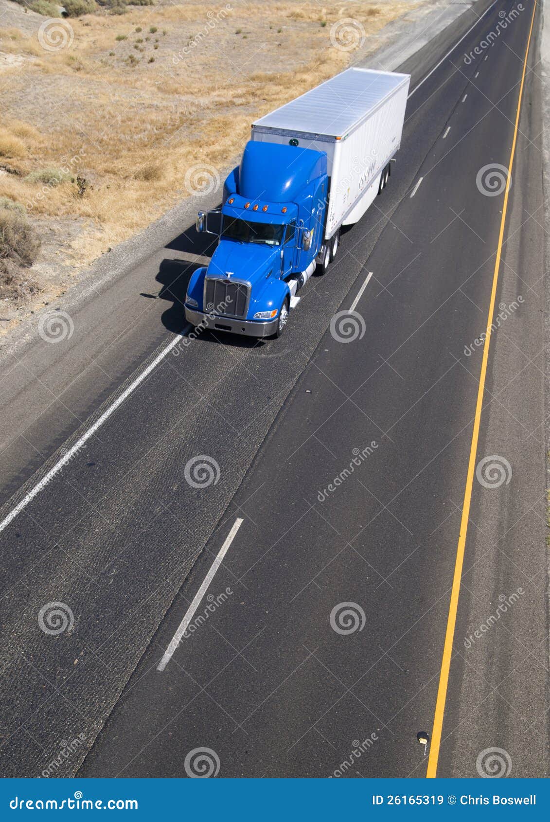 Over the Road Transport Blue Big Rig Truck Highway Stock Image - Image ...