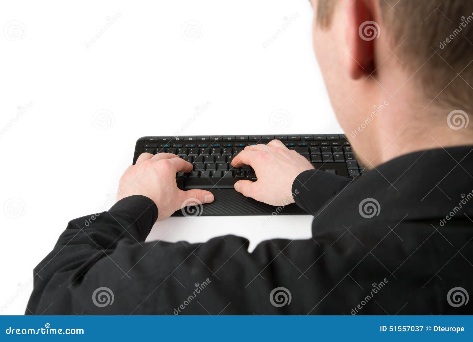 Over Shoulder Keyboard Typing Stock Image - Image of isolated, desktop ...