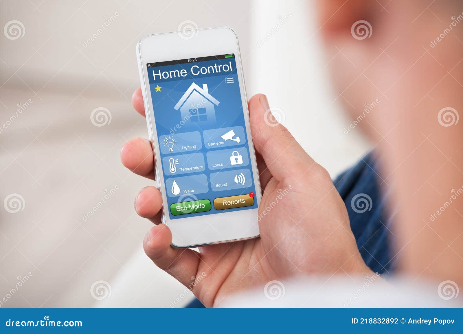 Person Using Home Control System on Mobilephone Stock Photo - Image of ...