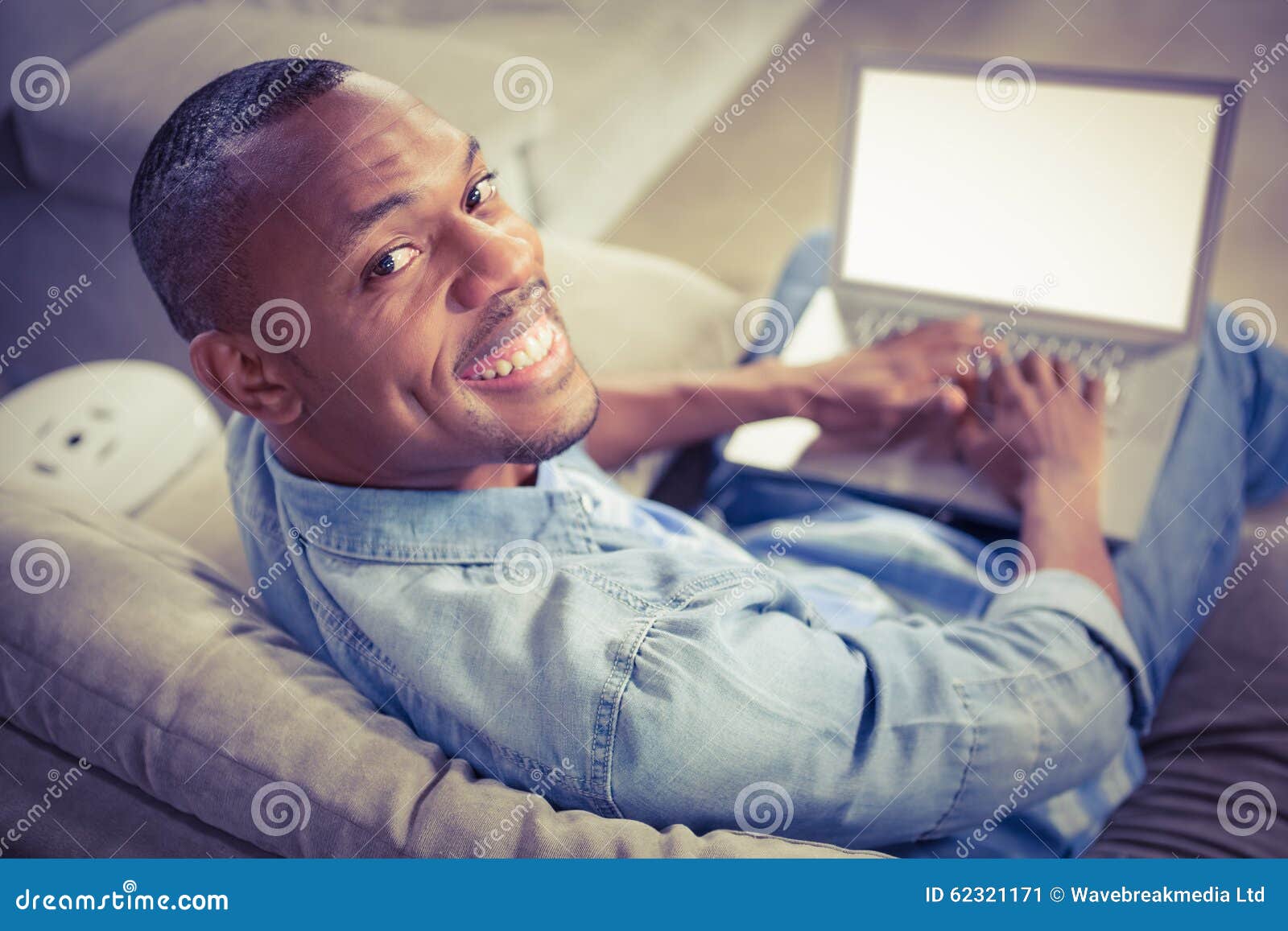 Over Shoulder View of Casual Man Using Laptop Stock Image - Image of ...
