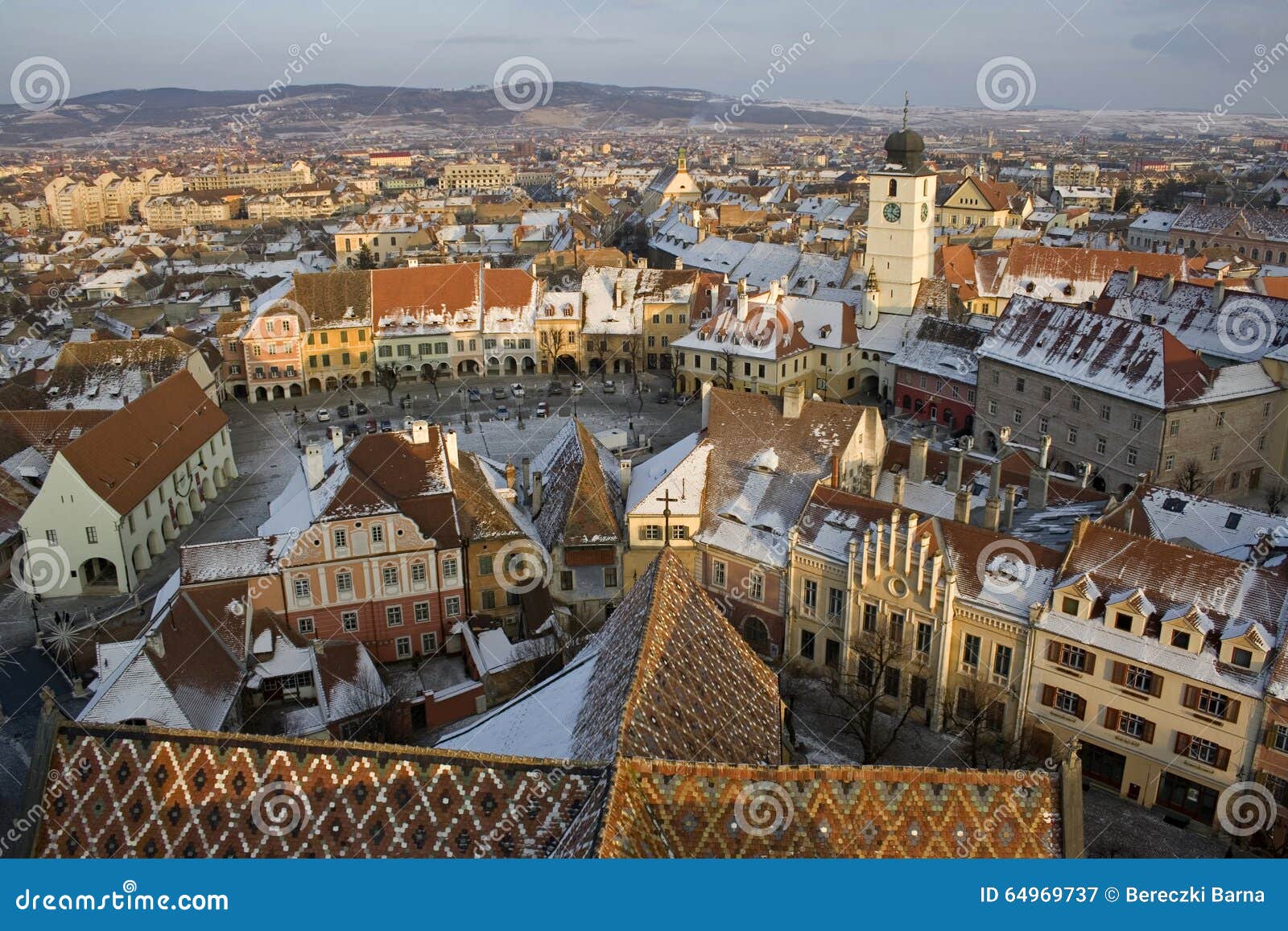 Over the sibiu city center stock image. Image of panoramic - 64969737