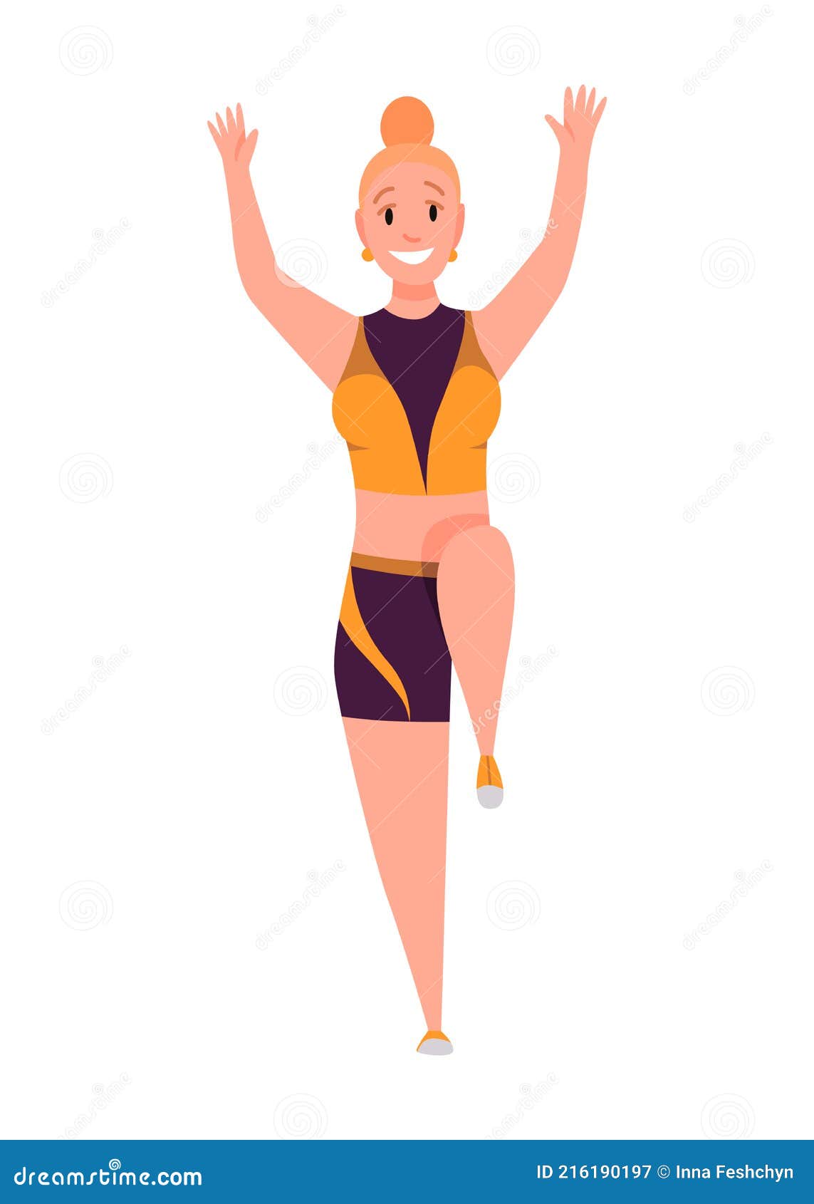 Over Size Woman Adult Lush Lady In Sport Clothe Flat Cartoon Style