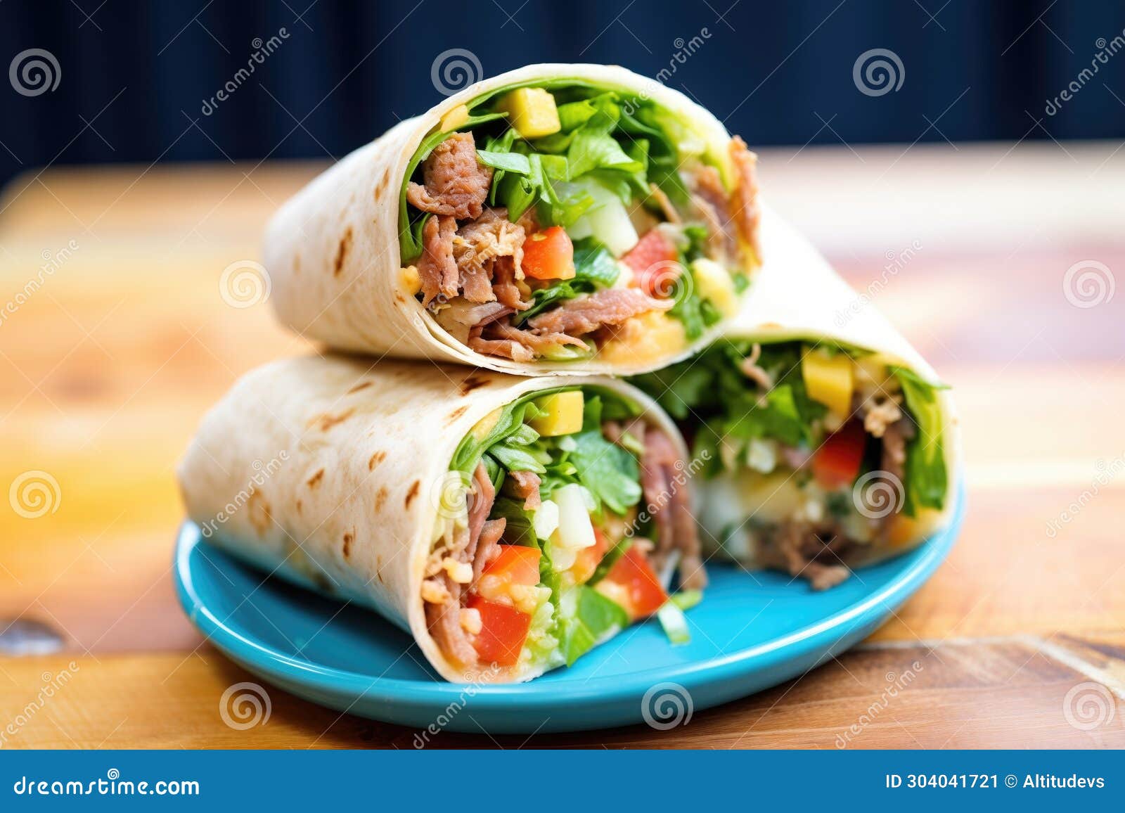 Over-stuffed Taco Salad Wrap with a Visible Cross-section Stock Image ...