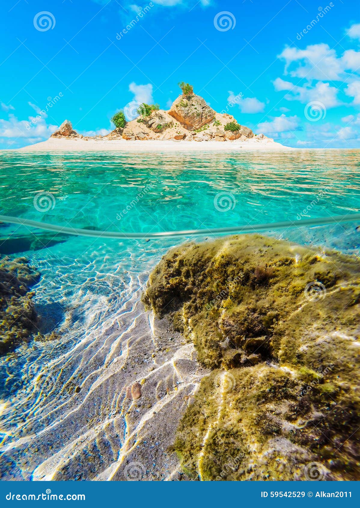 Over and Under Water Surface of a Tropical Atoll Stock Image - Image of ...