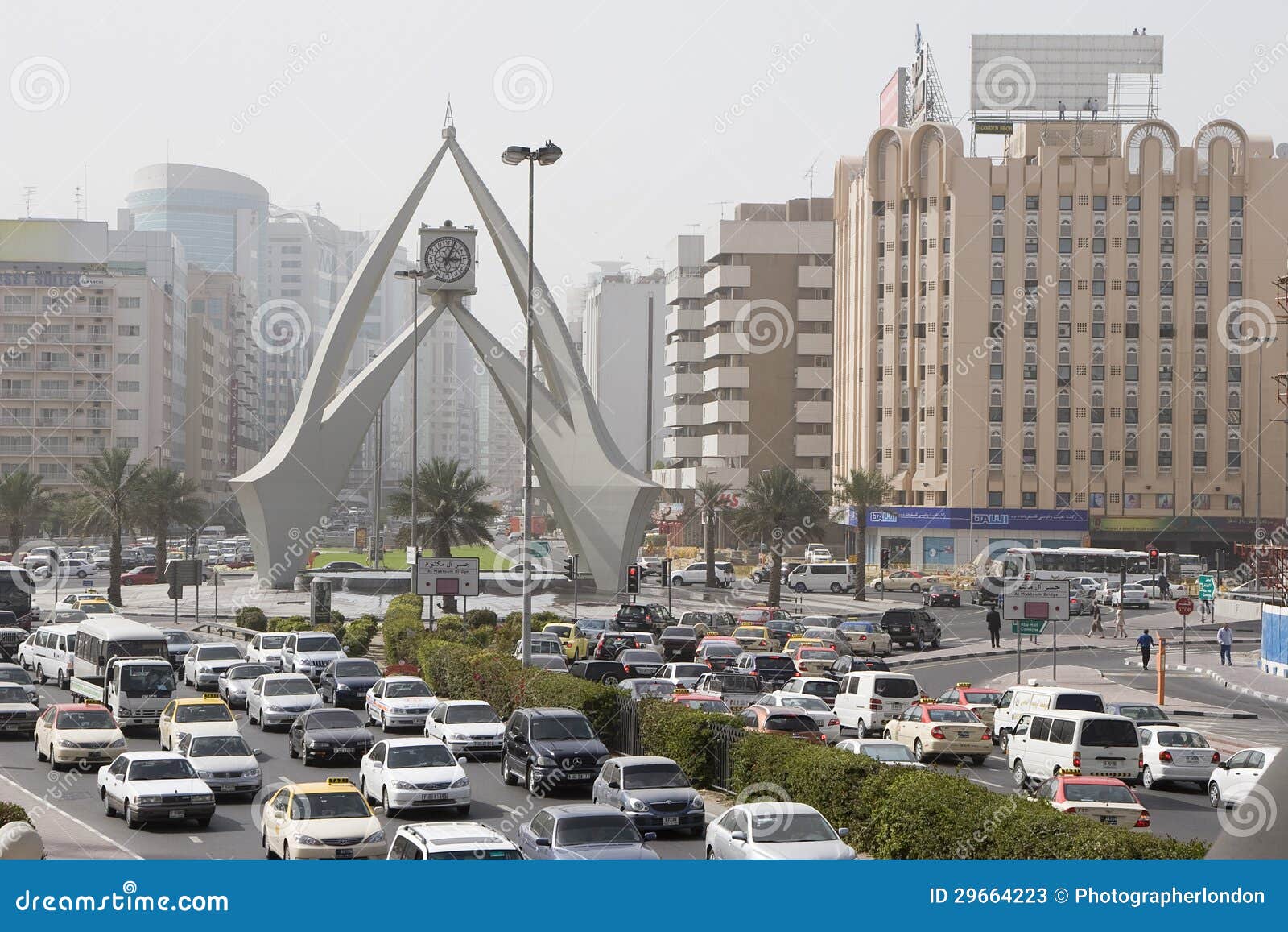 Over View of Road Traffic and Roundabout Clock Tower Editorial Stock ...