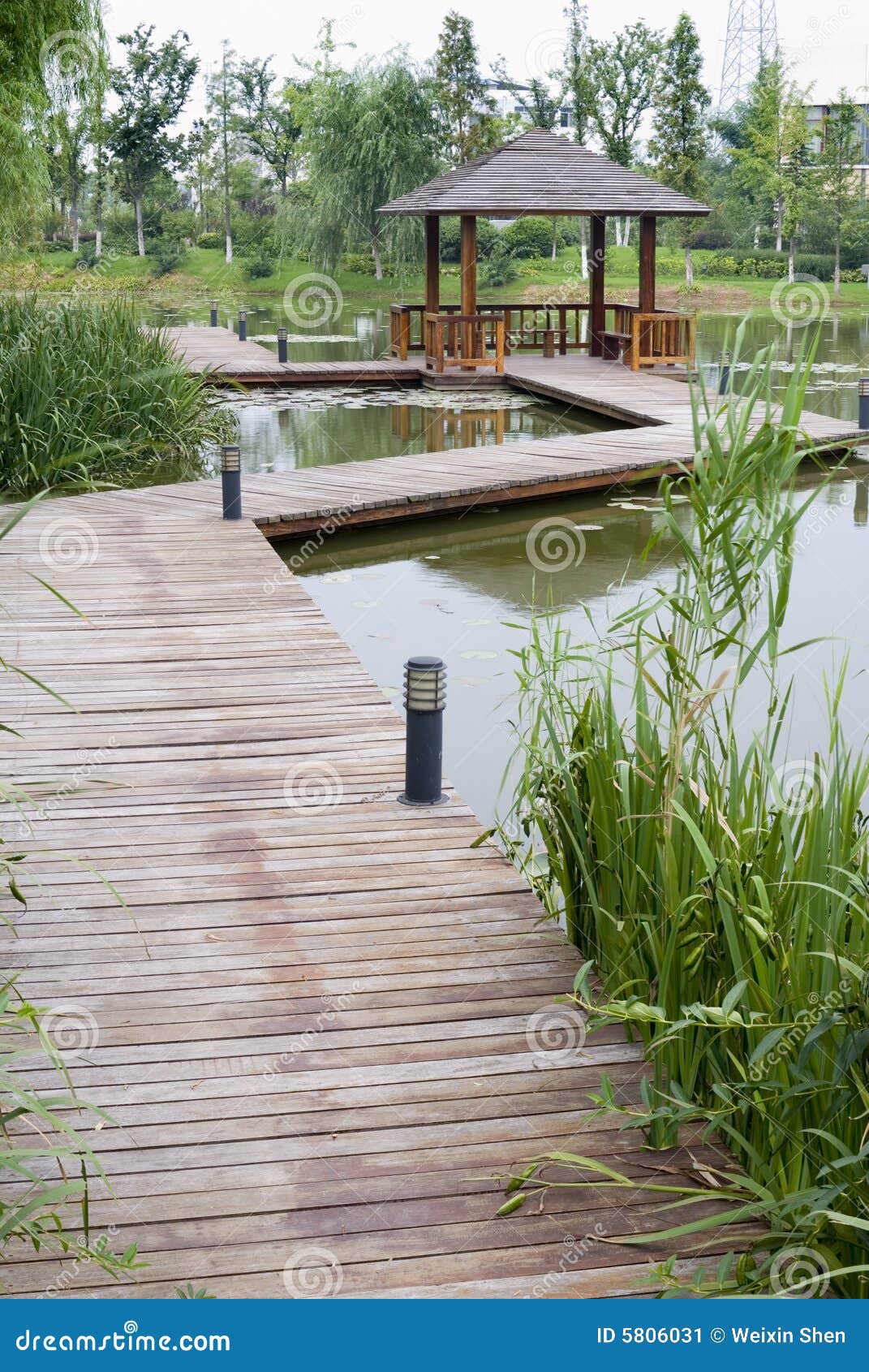 Over Water Pavilion in the Garden Stock Image - Image of spring, pool ...