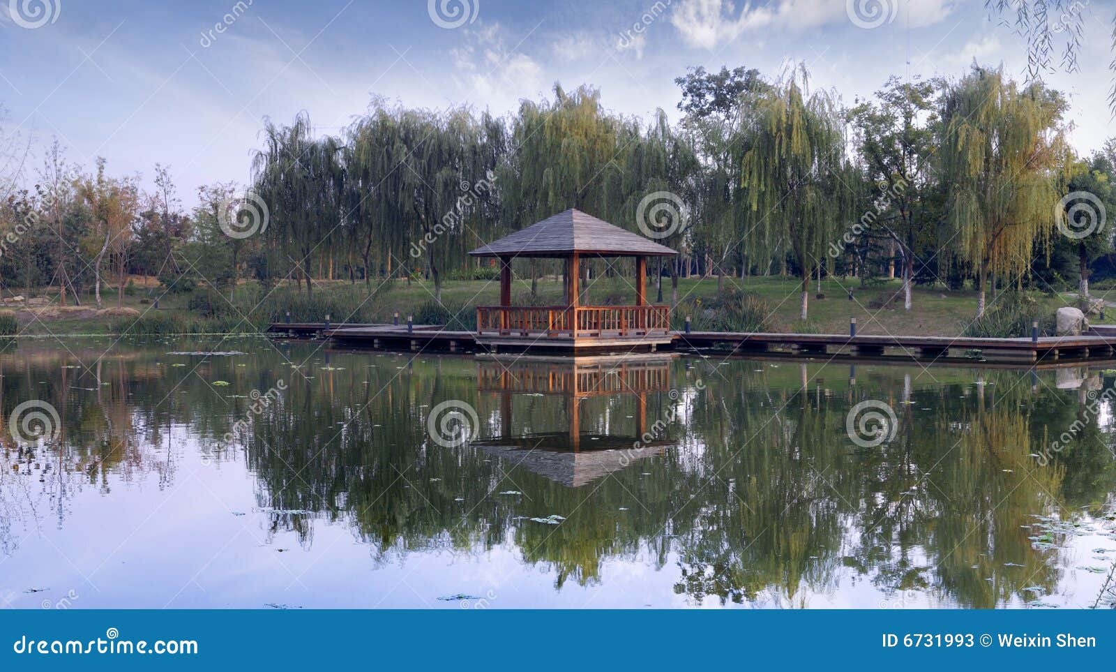 Over Water Pavilion in the Garden Stock Image - Image of garden ...