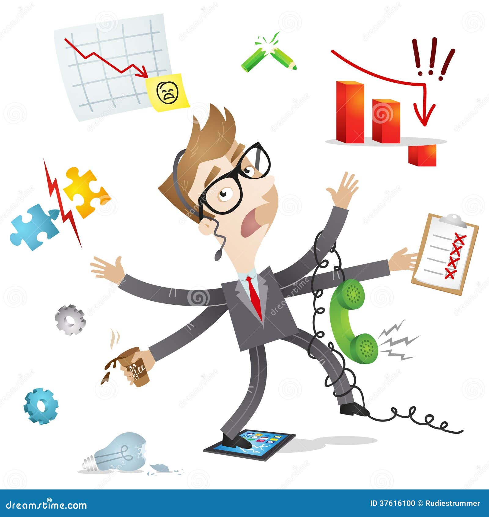 Over-worked businessman stock vector. Illustration of task - 37616100