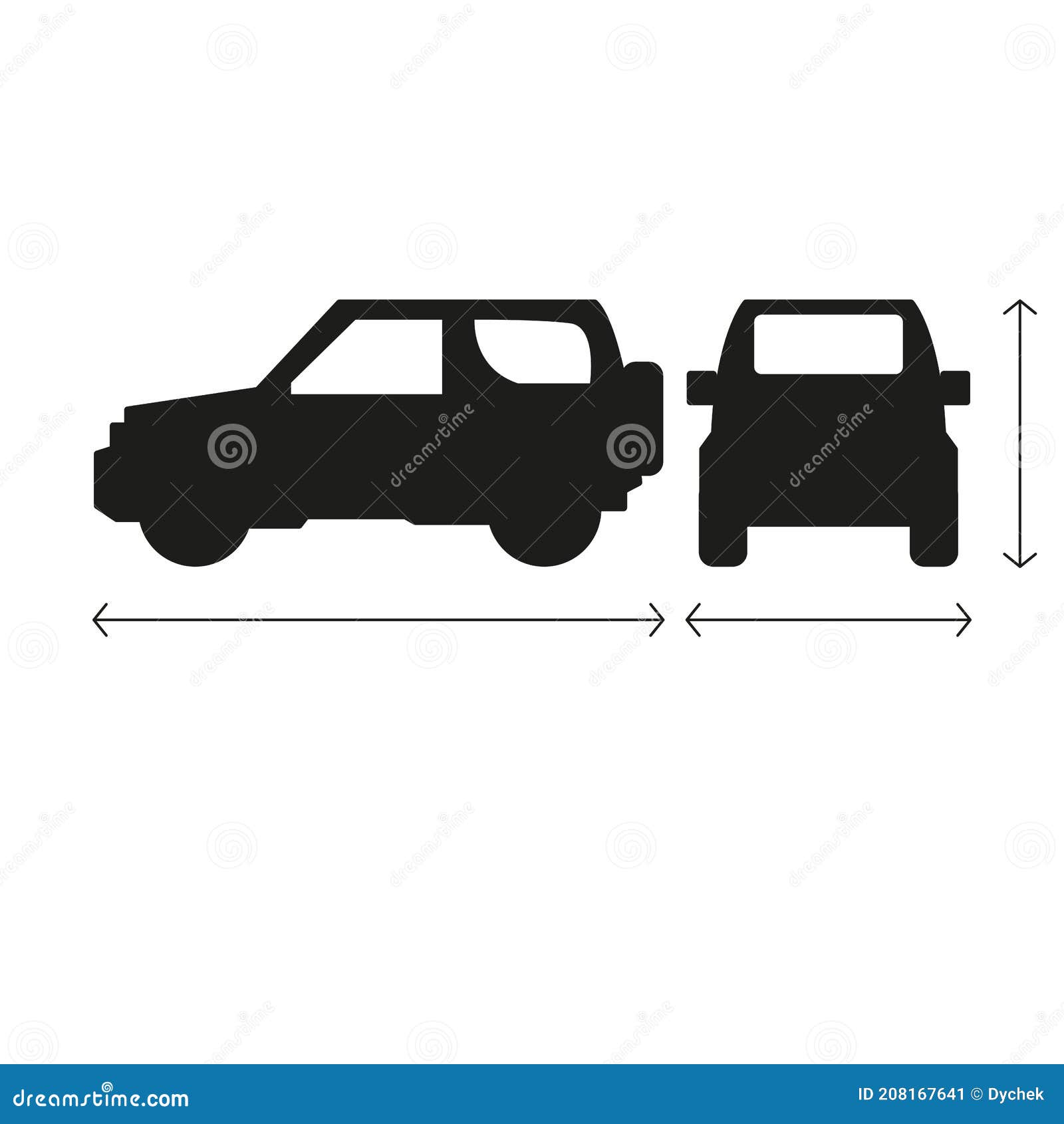 Overall Dimensions of the Car. Simple Vector Illustration on a White ...