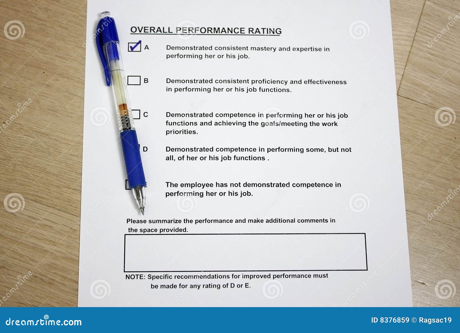 Performance Rating Paper On The Desk Stock Photo | CartoonDealer.com ...