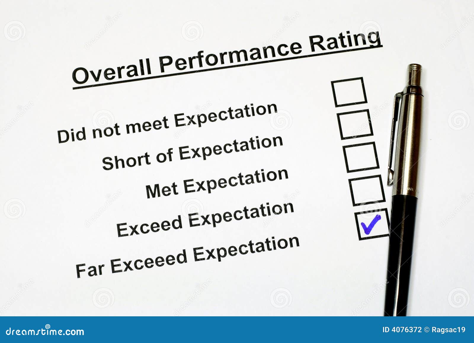 Overall Performance Rating Form 3 Stock Photo - Image of inconsistent ...