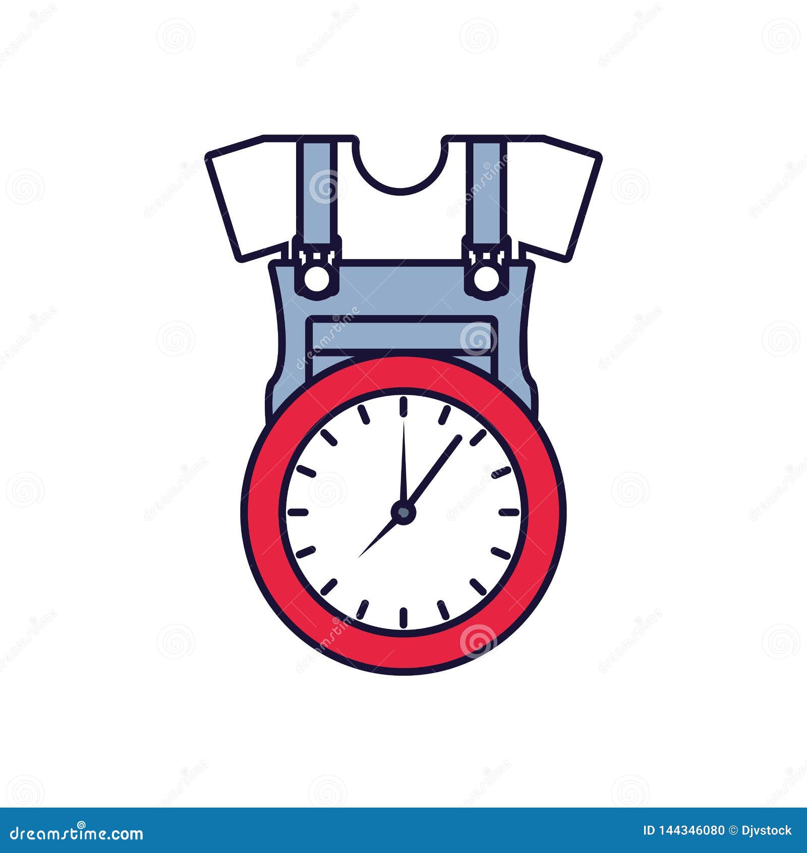 Overall Uniform Construction with Clock Time Stock Illustration ...