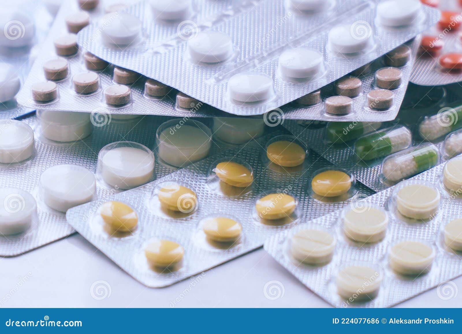 Overall View of Pharmaceutical Tablets and Capsules in Packages in ...