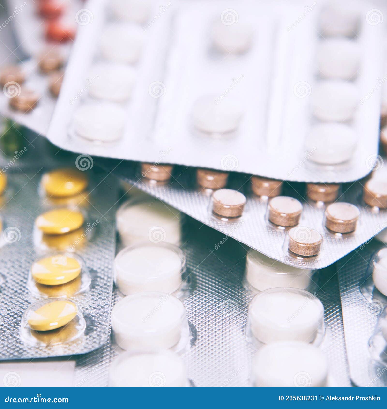 Overall View of Pharmaceutical Tablets and Capsules in Packages in ...