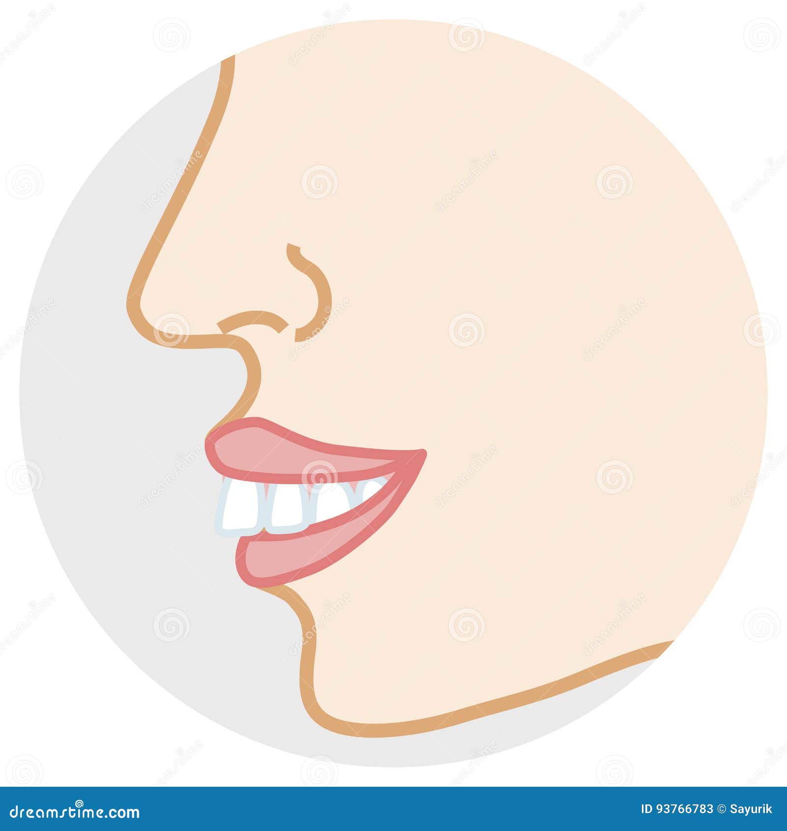 Overbite Teeth -Face Close-up, Side View Stock Vector - Illustration of ...