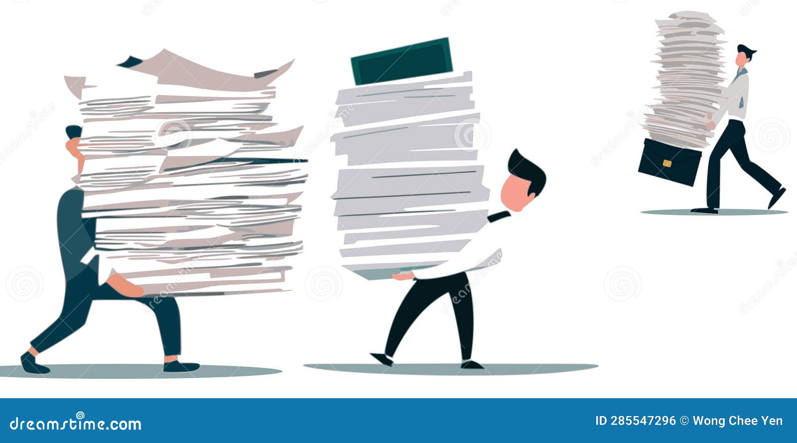 Overburdened Office Workers Crashing Vector Graphics Illustration ...