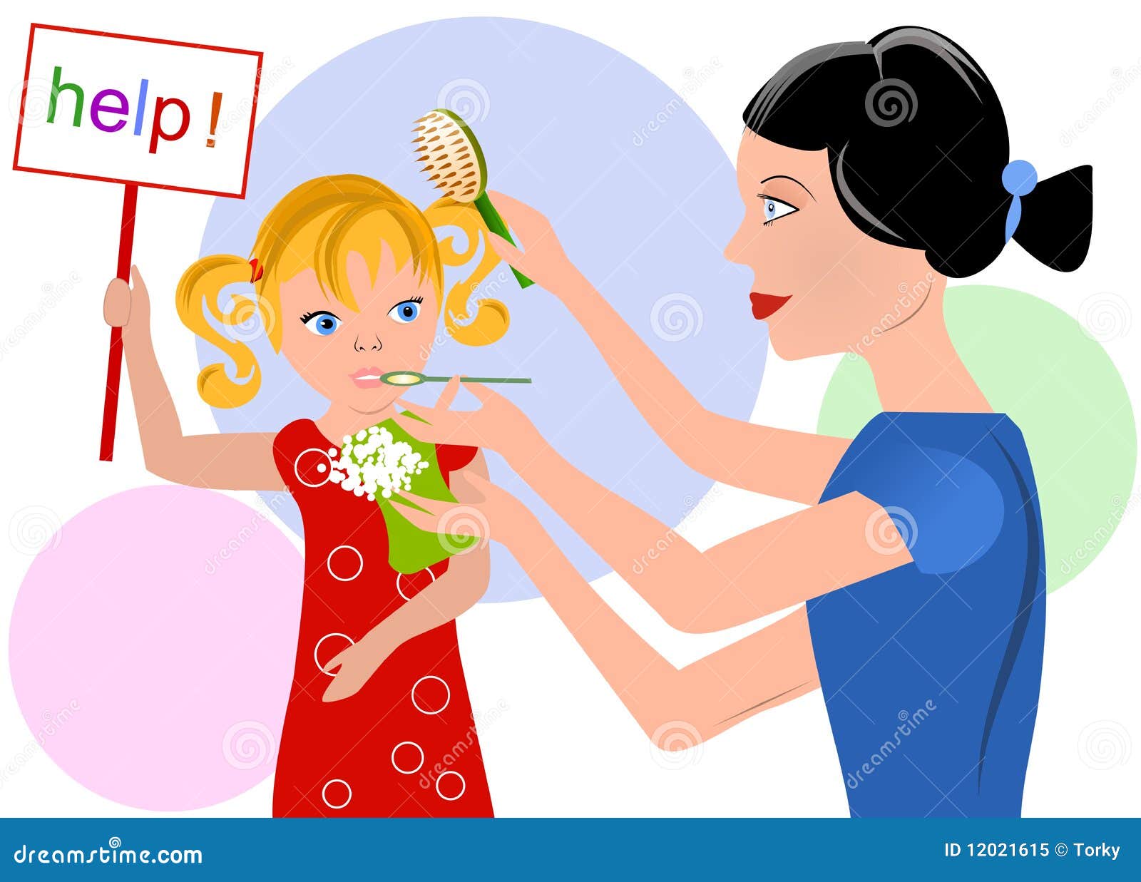 Overcareful Mother and Her Daughter Stock Vector - Illustration of help ...
