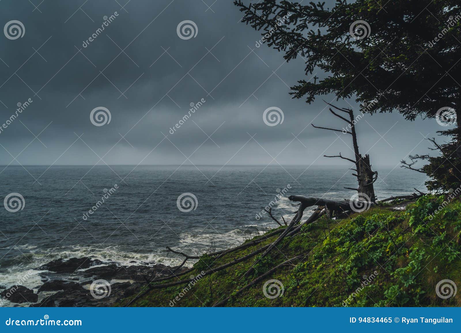Overcast day at the coast. stock image. Image of scenery - 94834465