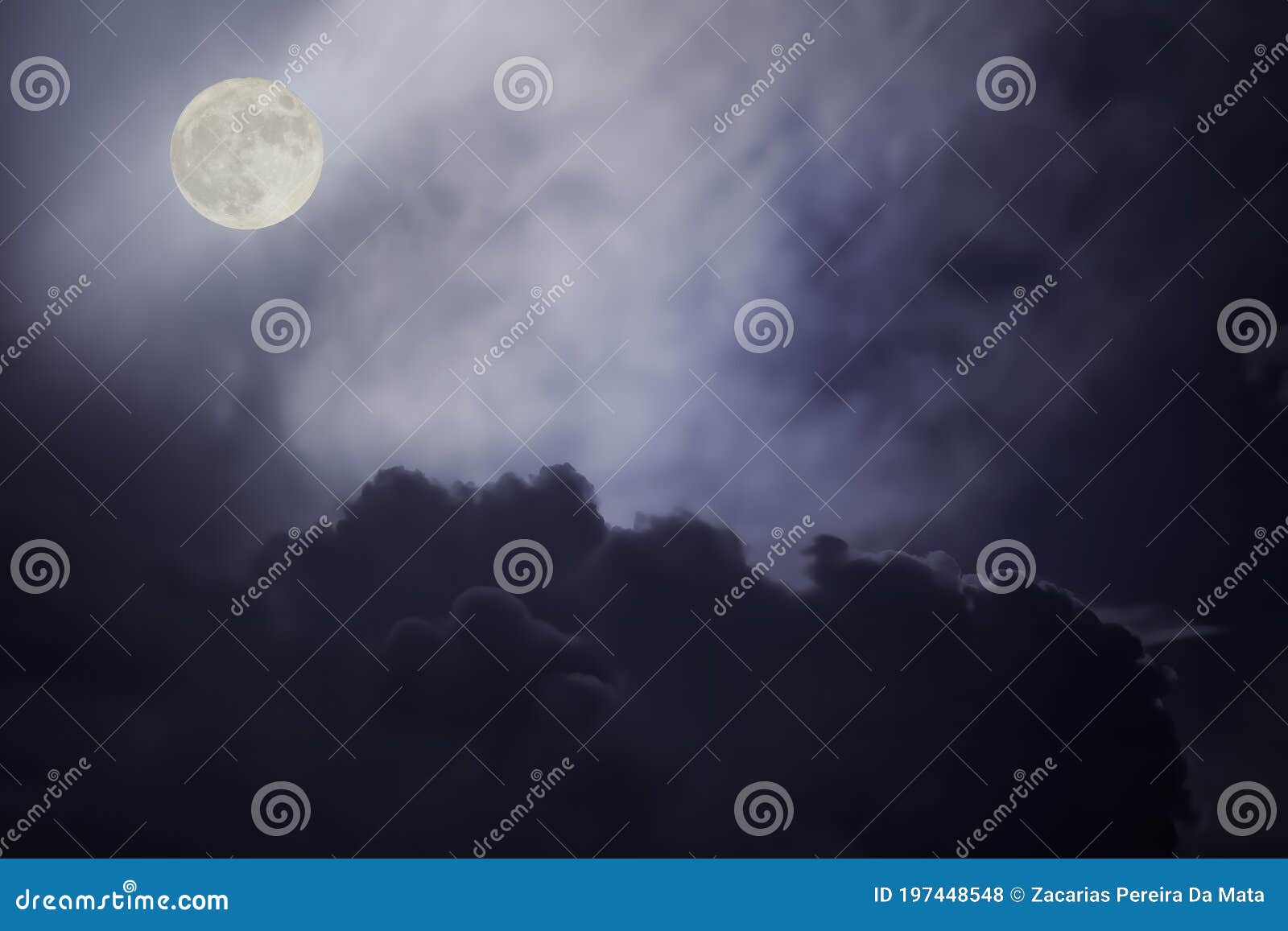 Overcast full moon night stock photo. Image of mood - 197448548