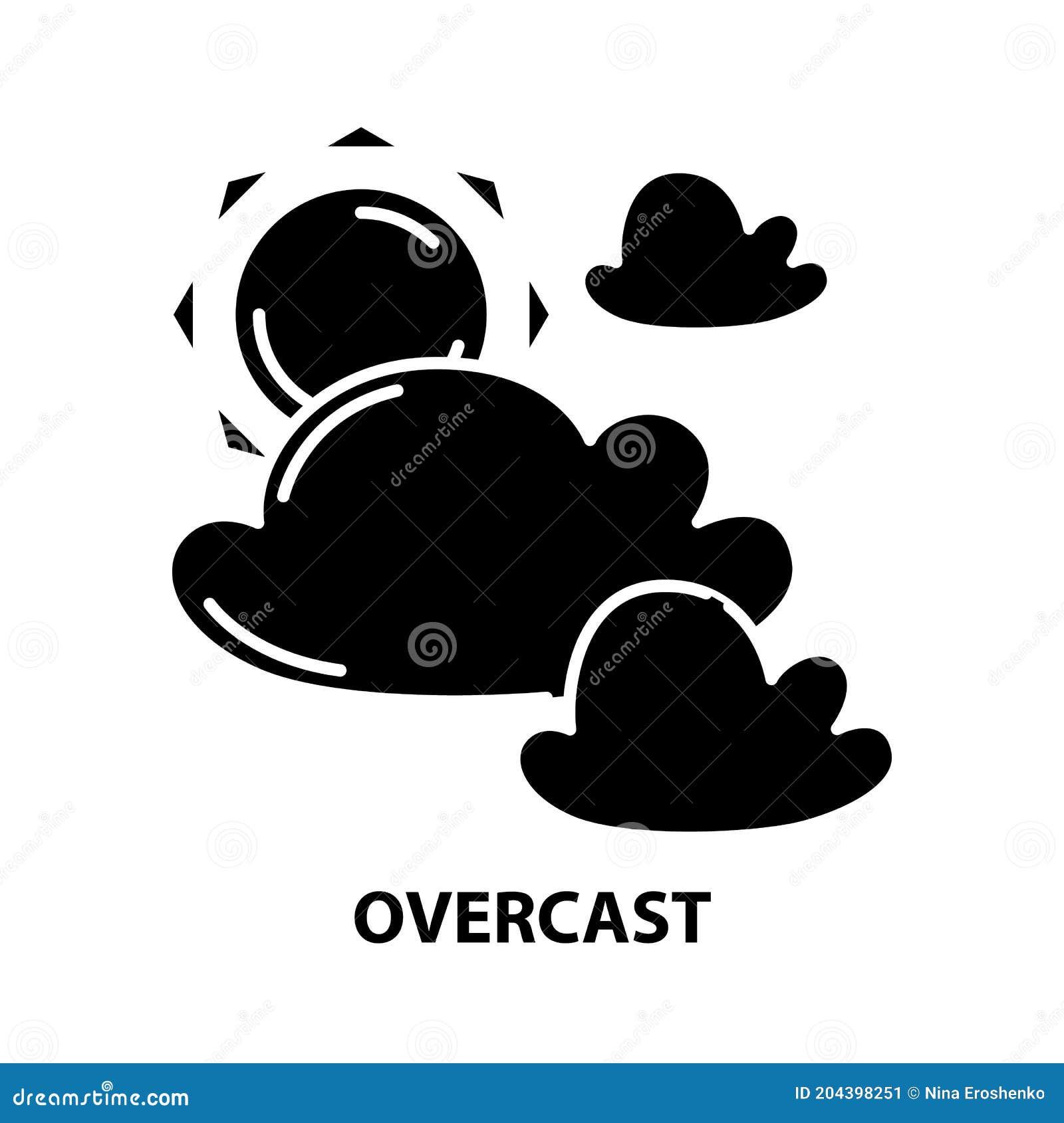 Overcast Icon, Black Vector Sign with Editable Strokes, Concept ...