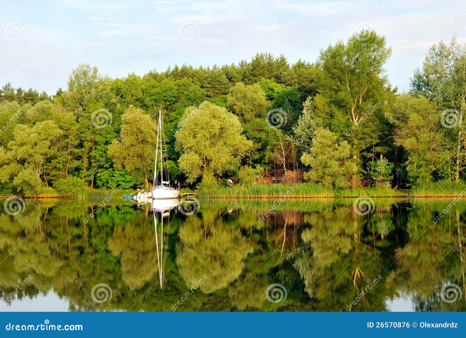 Overcast Morning on the River in the Summer Stock Photo - Image of ...