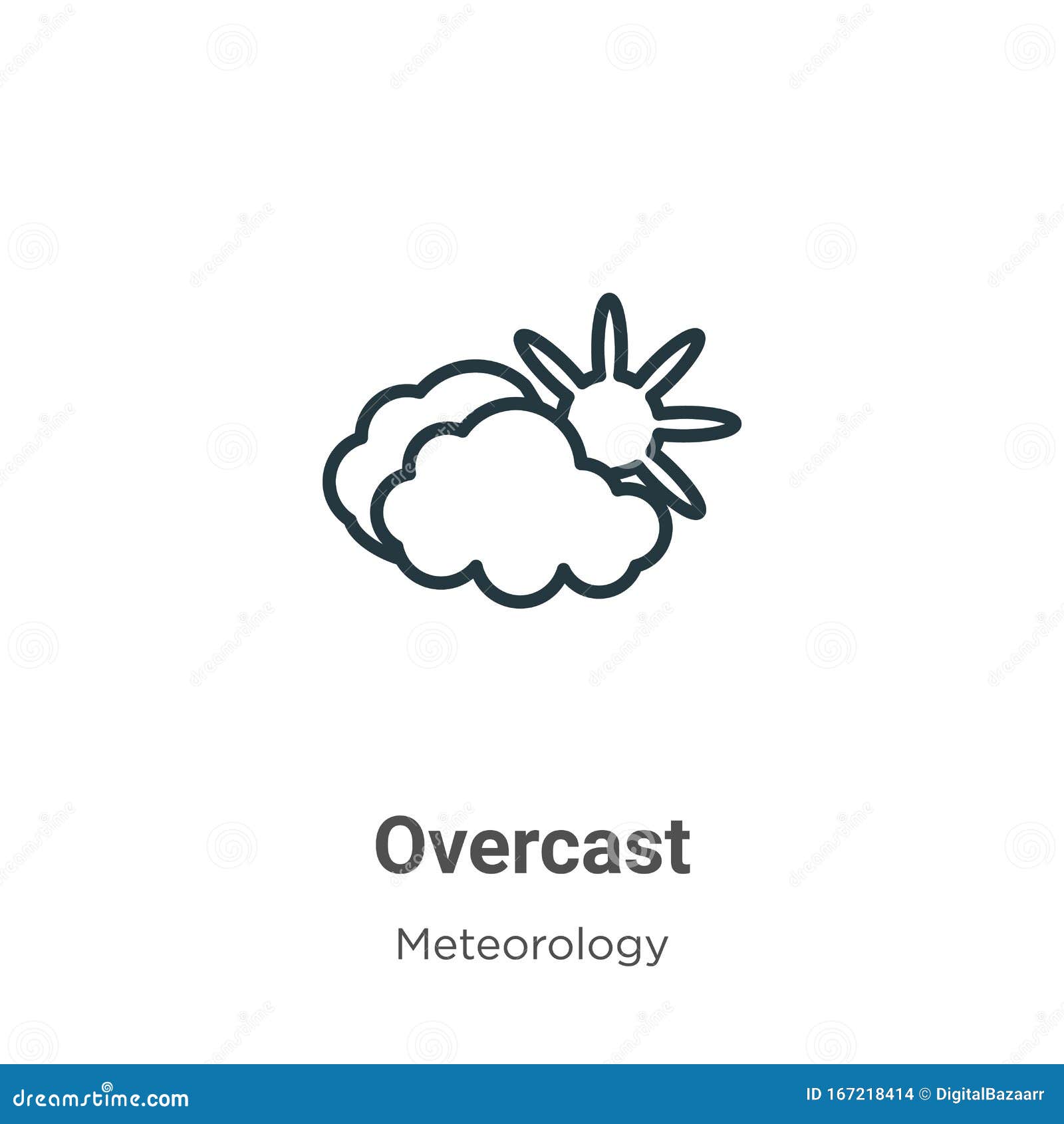 Overcast Outline Vector Icon. Thin Line Black Overcast Icon, Flat ...