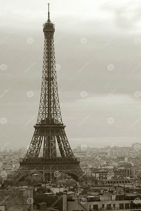 Overcast Paris and the Eiffel Tower Stock Photo - Image of famous ...