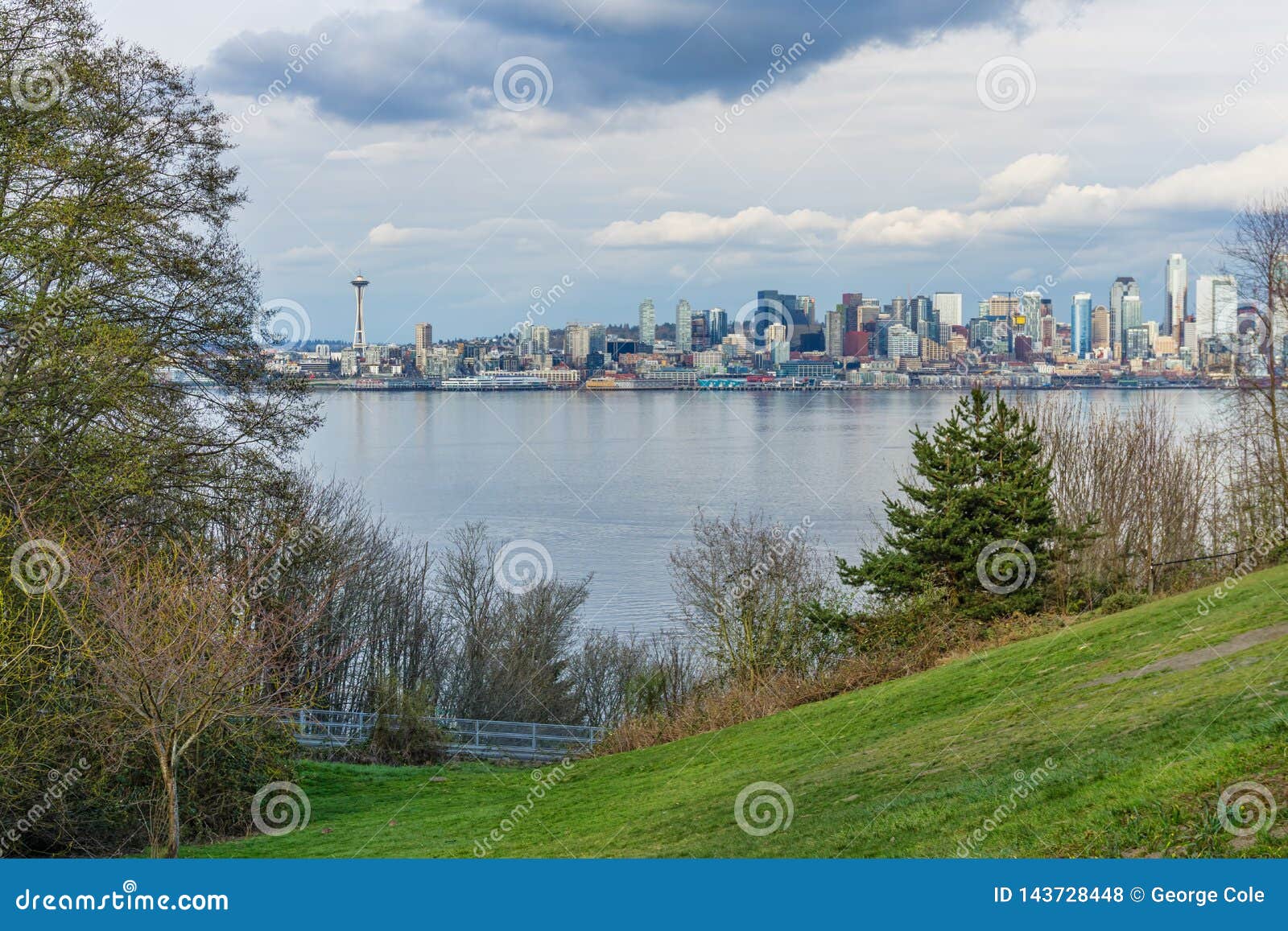 Overcast Seattle Skyline stock photo. Image of urban - 143728448