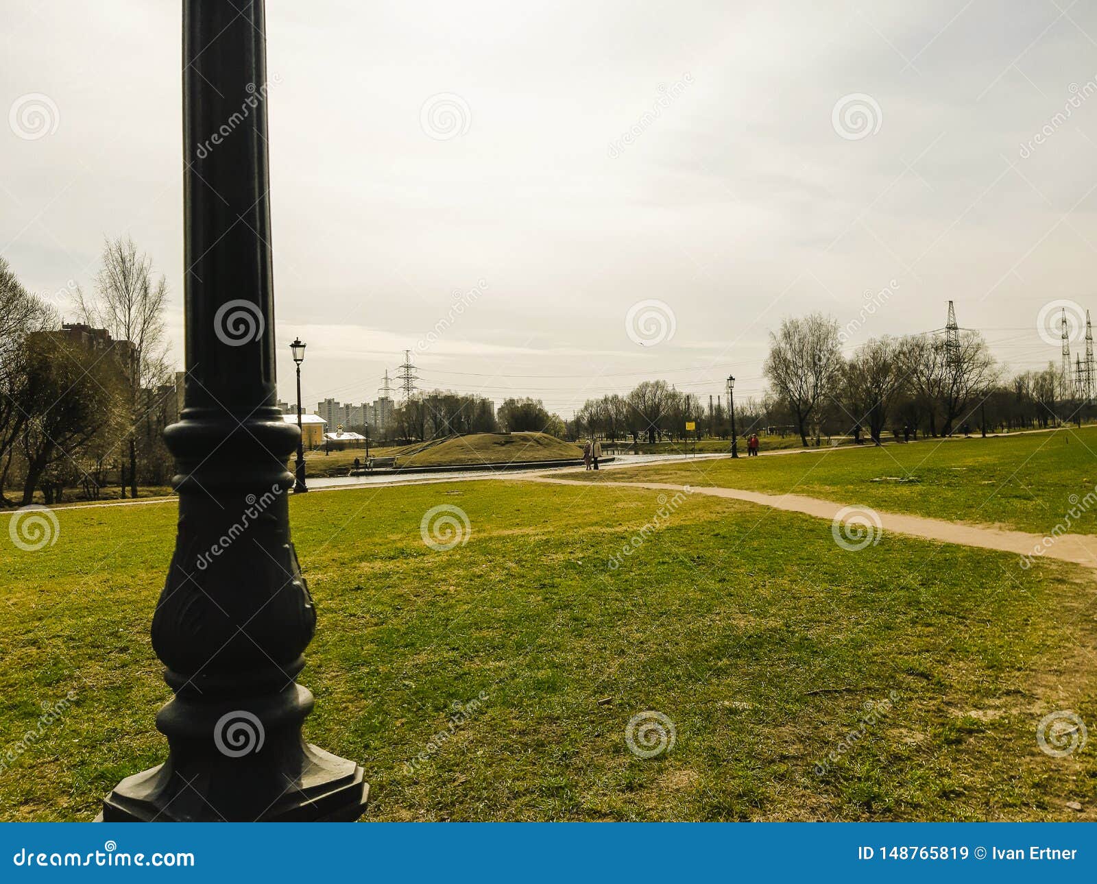 Overcast Skies in Midday Park Stock Image - Image of spring, overcast ...