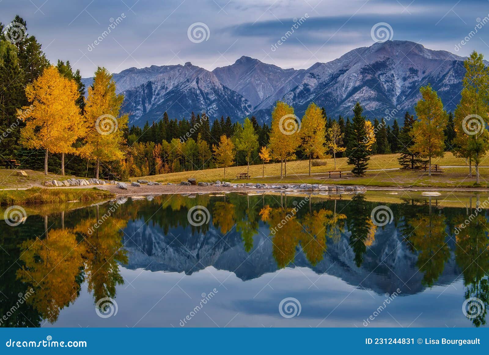 Overcast Sky in a Fall Mountain Park Stock Image - Image of autumn ...