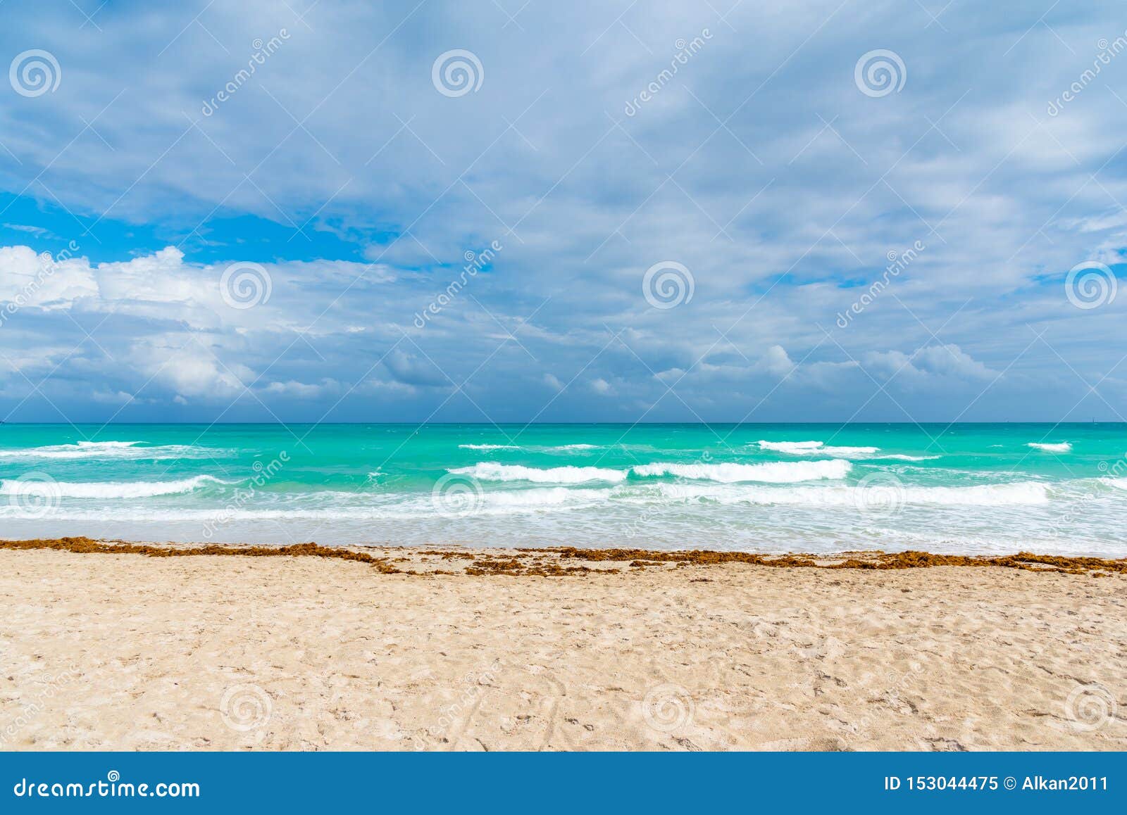 Overcast Sky Over Miami Beach Shore Stock Image - Image of view, nature ...