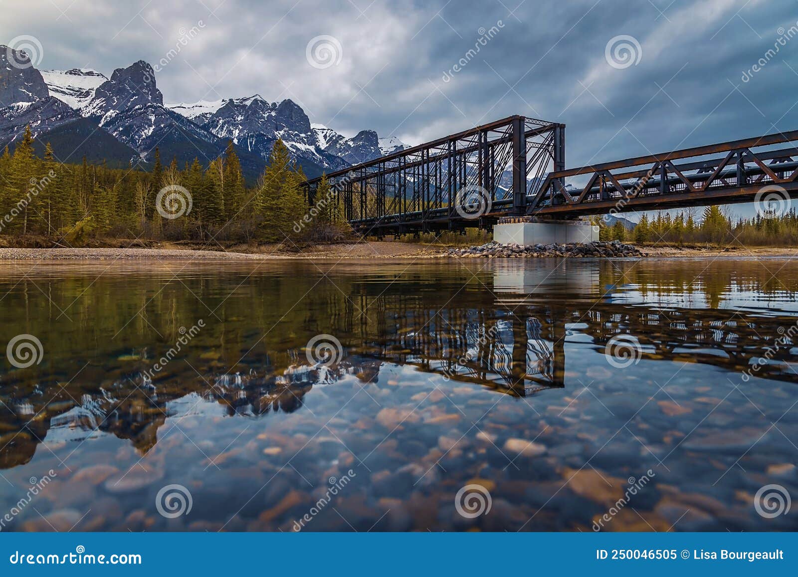 Moody Clouds Over the Canmore Engine Bridge Stock Image - Image of ...