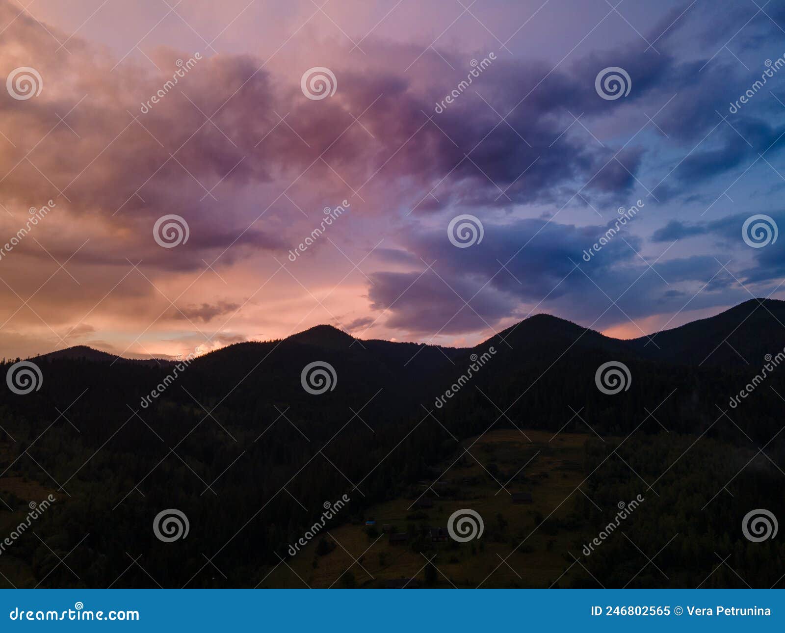 Overcast Sunset Above Mountains Stock Image - Image of mountain ...