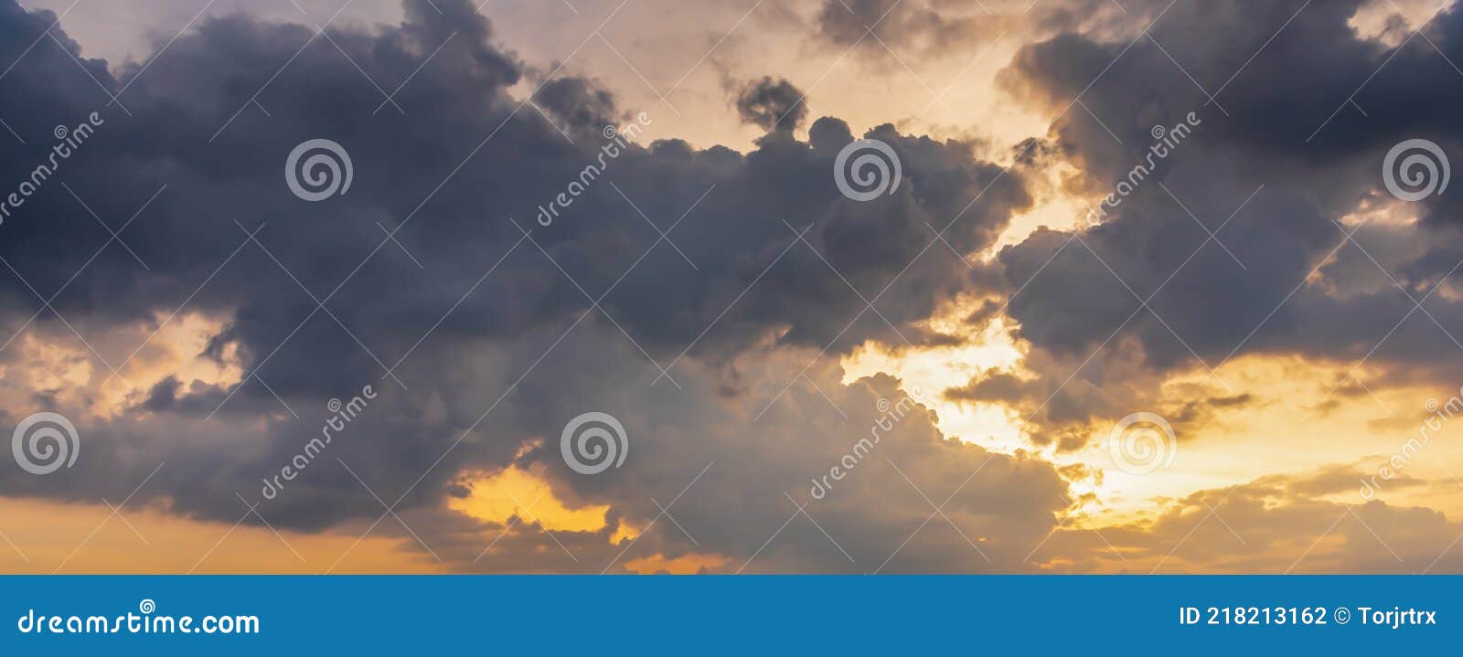 Overcast Sunset Sky with Dark Cloud in Windy Day Stock Photo - Image of ...