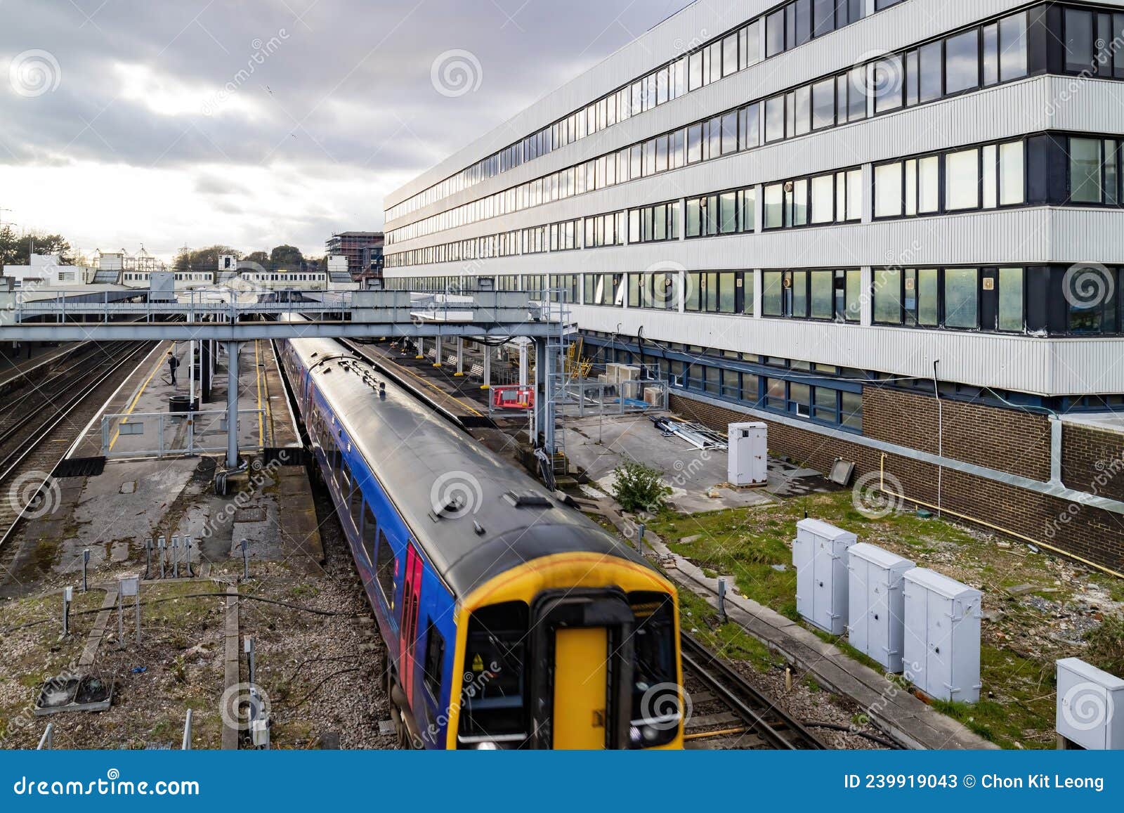 Overcast View of Train and Resident Building Stock Image - Image of ...