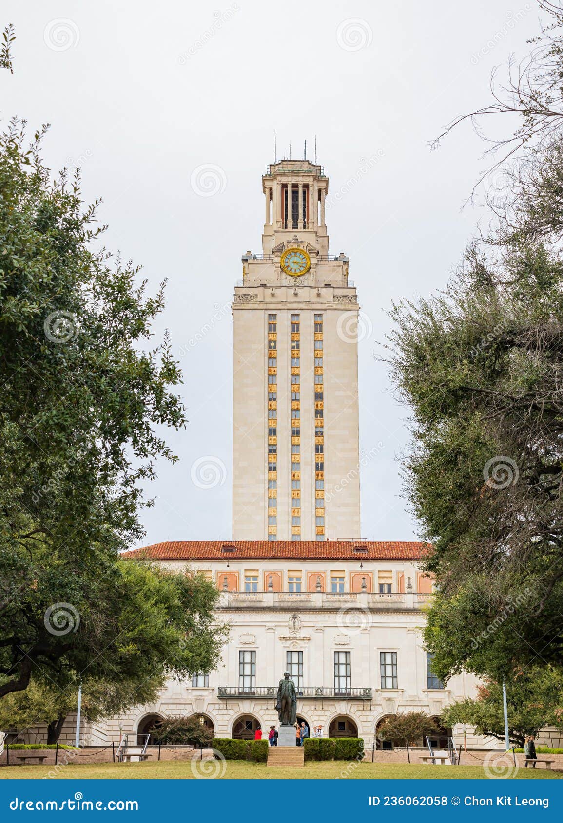 Overcast View of the UT Tower of University of Texas at Austin ...
