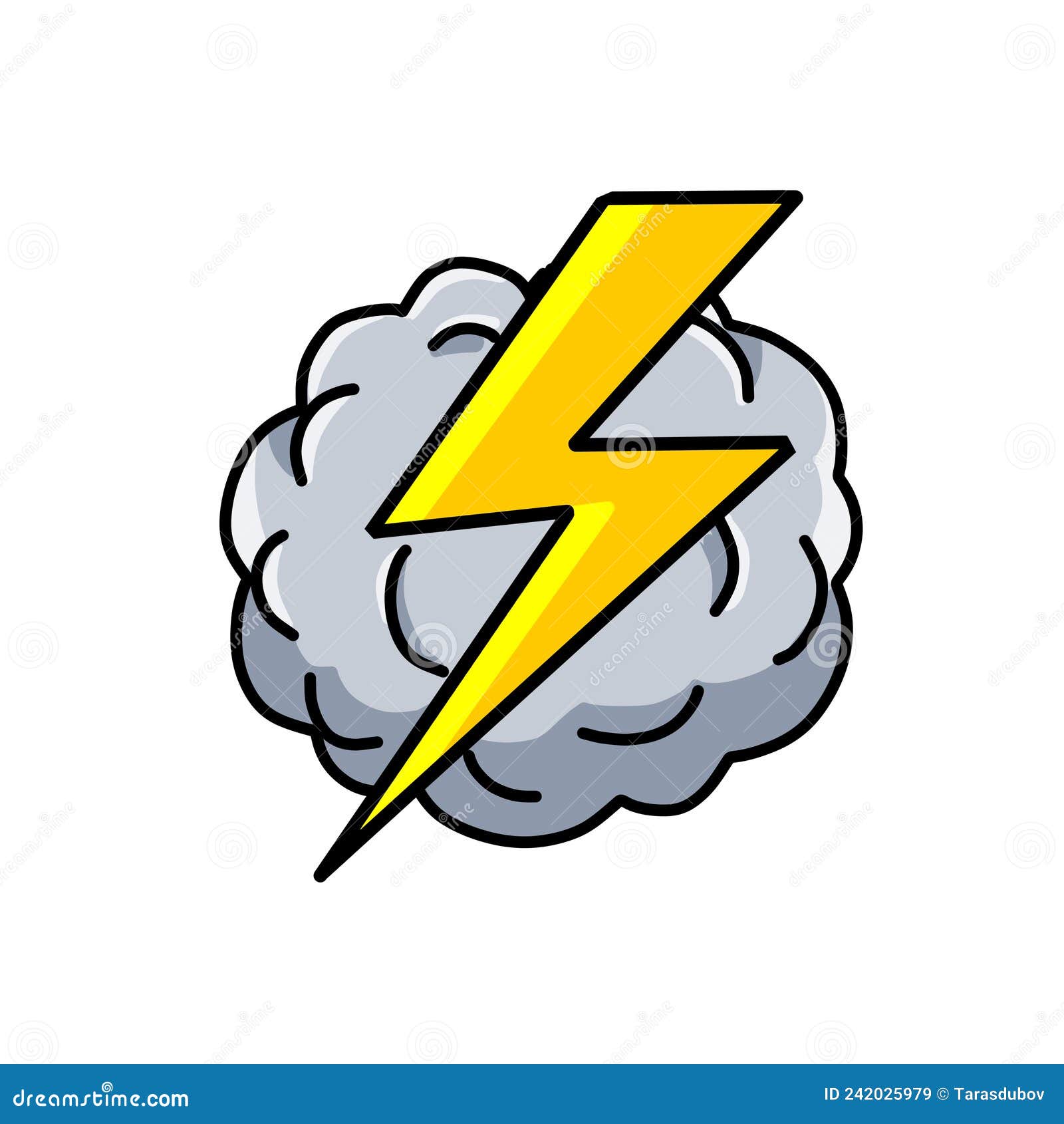 Overcast Weather. Gray Cloud with Lightning. Cartoon Thundercloud Stock ...