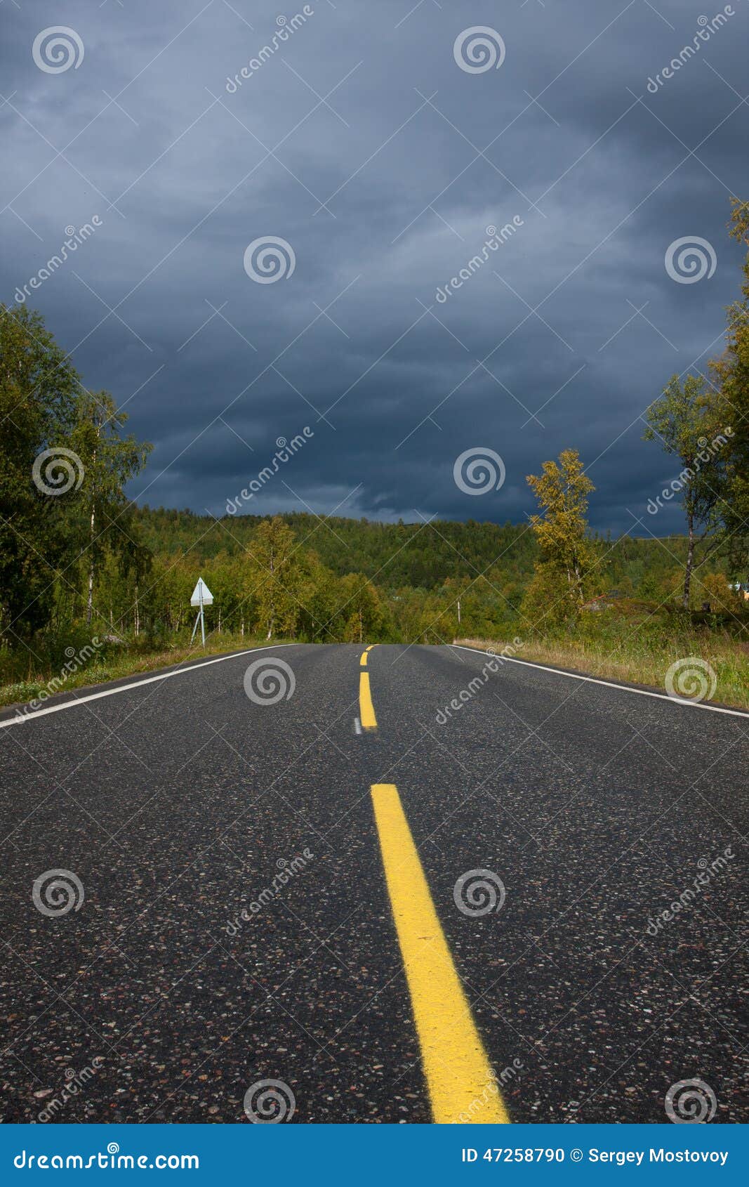 Overcast weather on a road stock photo. Image of gray - 47258790
